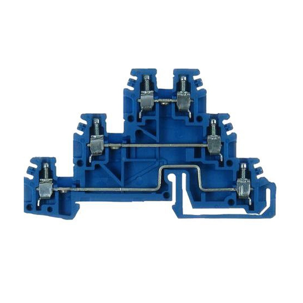 3 Level Terminal Block, DIN Rail Mount, ATEX, (Ex)e Rated, Blue, Space | SourceASI